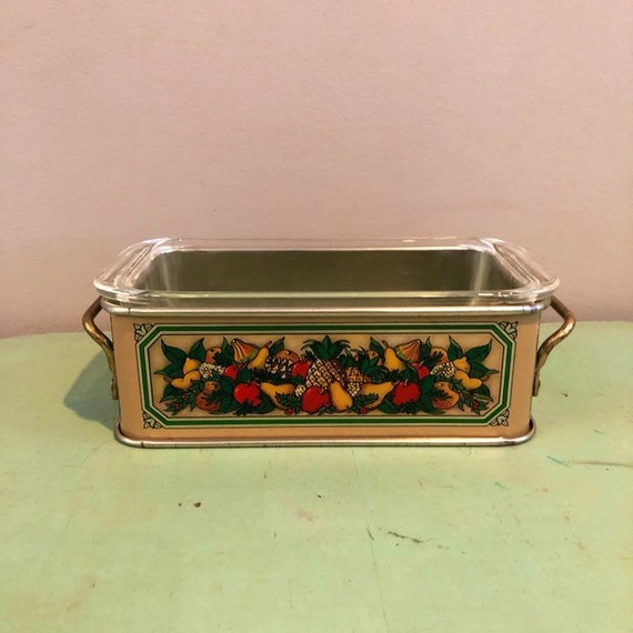 Vintage Pyrex Casserole Loaf Pan Teleflora Tin Holder | Etsy