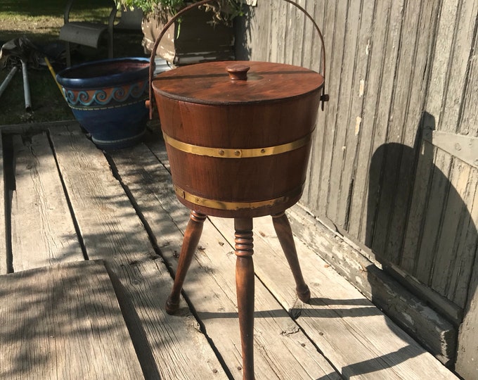 Vintage Sewing Box, Stand, Wooden, Barrel, Wood, Farmhouse, Decor - Etsy