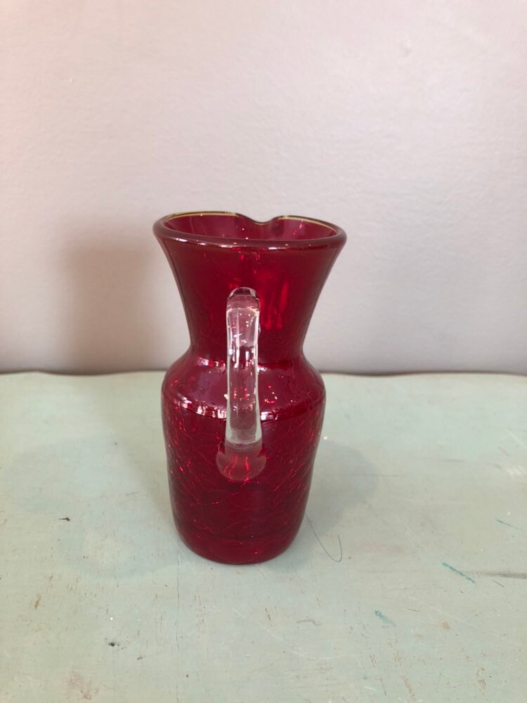 Vintage Pitcher Glass Red Ruby Red Glass Pitcher Vase | Etsy