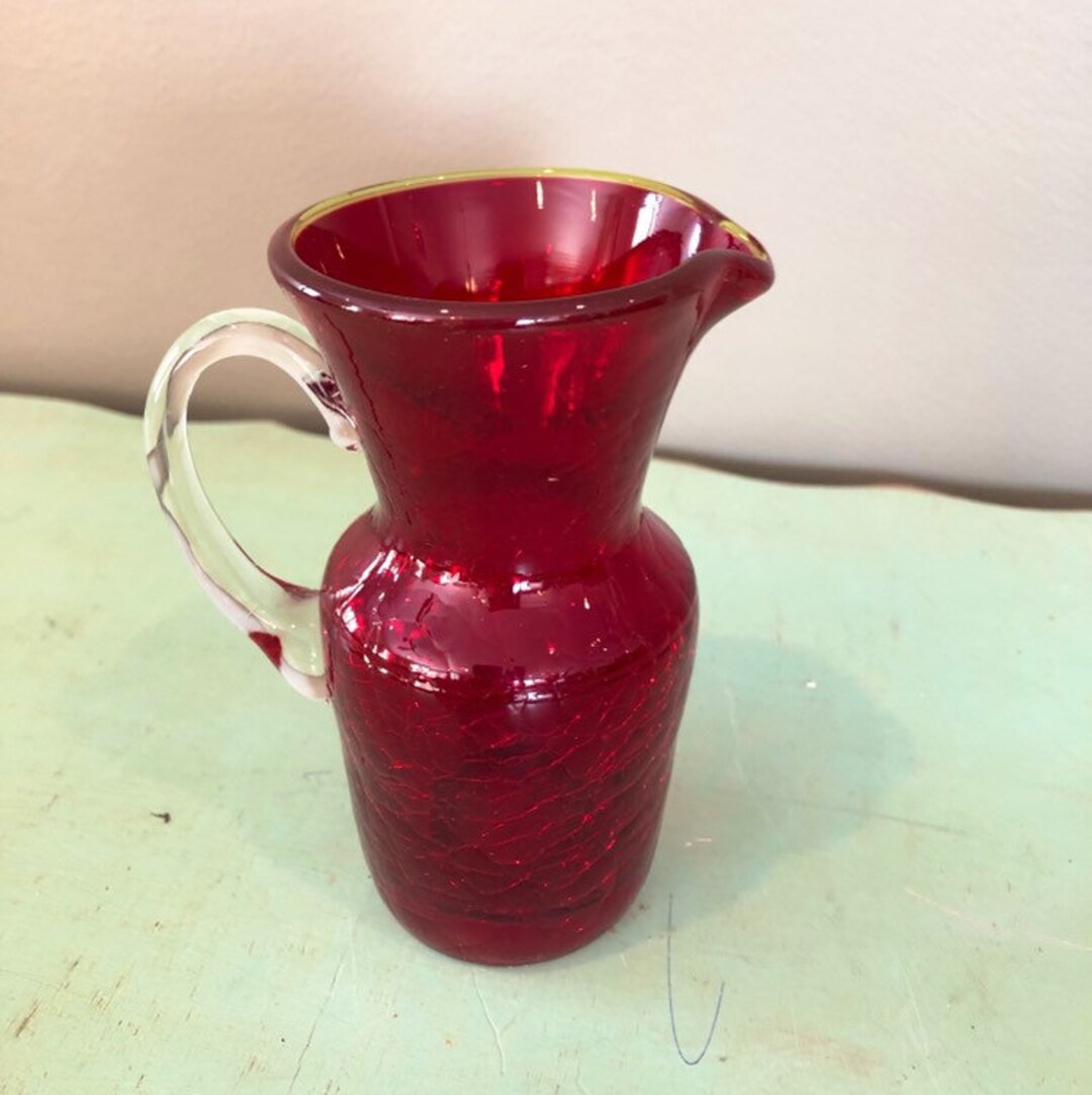 Vintage Pitcher, Glass, Red, Ruby Red Glass Pitcher, Vase, Royal Ruby ...