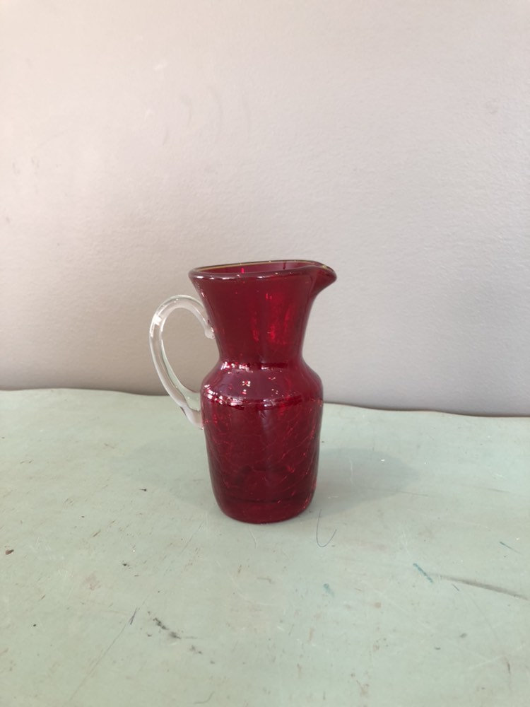 Vintage Pitcher, Glass, Red, Ruby Red Glass Pitcher, Vase, Royal Ruby ...