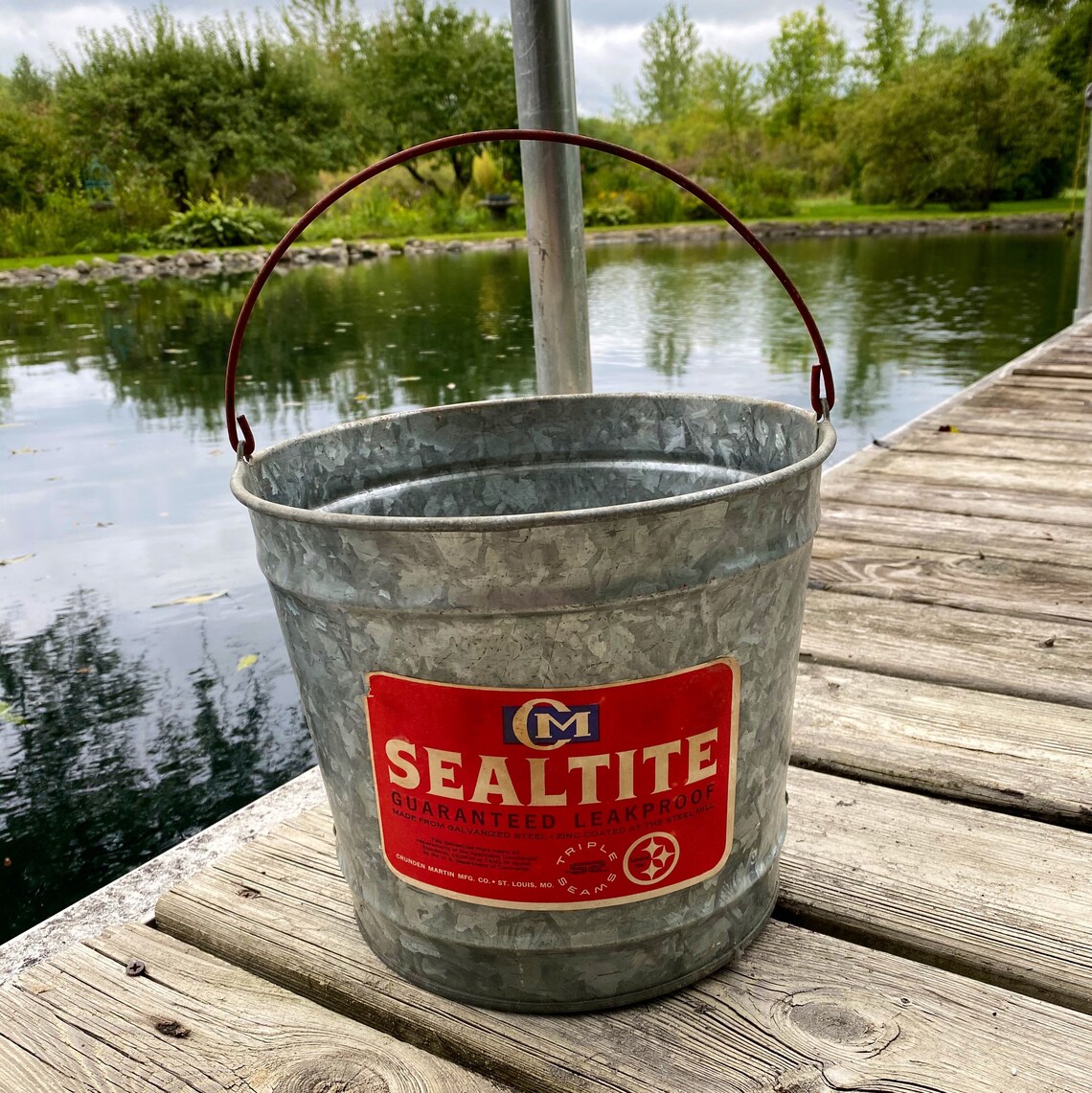 Vintage Metal Bucket Galvanized Tin Farmhouse Decor - Etsy