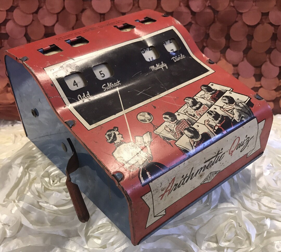 Vintage Metal Calculator Toy, Mid Century, Wolverine Arithmetic Quiz ...