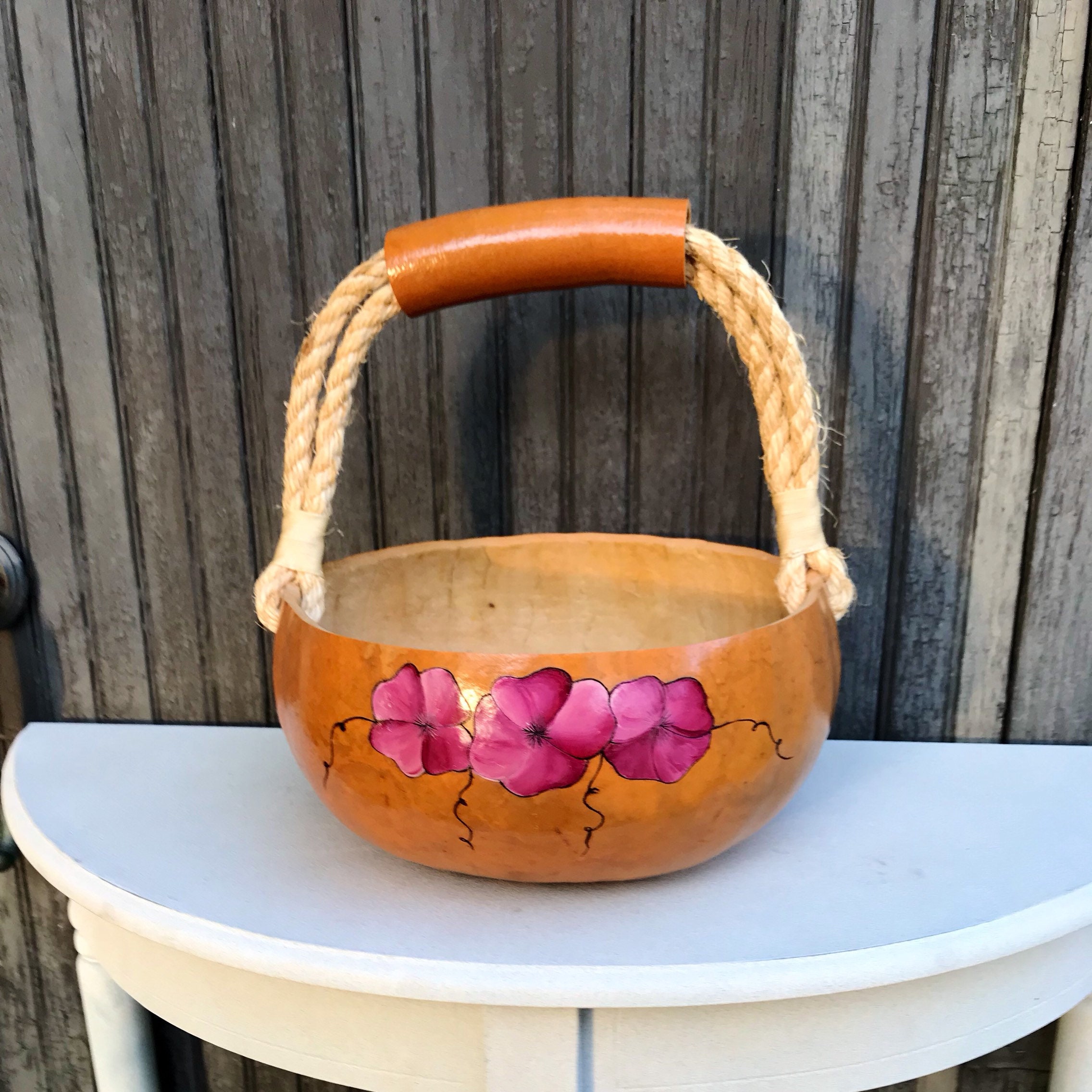 Painted Gourd Basket Hand Painted With Handle - Etsy