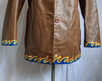 Flames Leather Jacket | Etsy