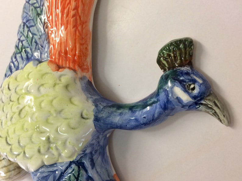 Ceramic Wall Hanging Flying Birds. an Ostentation of Peacocks Plaque ...