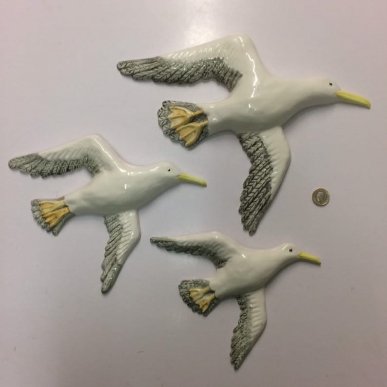 Ceramic wall hanging flying birds. A Squabble of Seagulls | Etsy