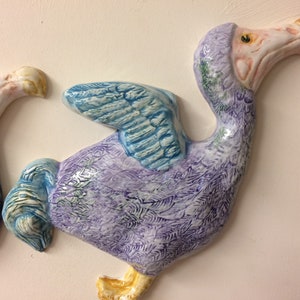 Ceramic Wall Hanging Flying Birds. A Dearth of Dodos Plaque. - Etsy