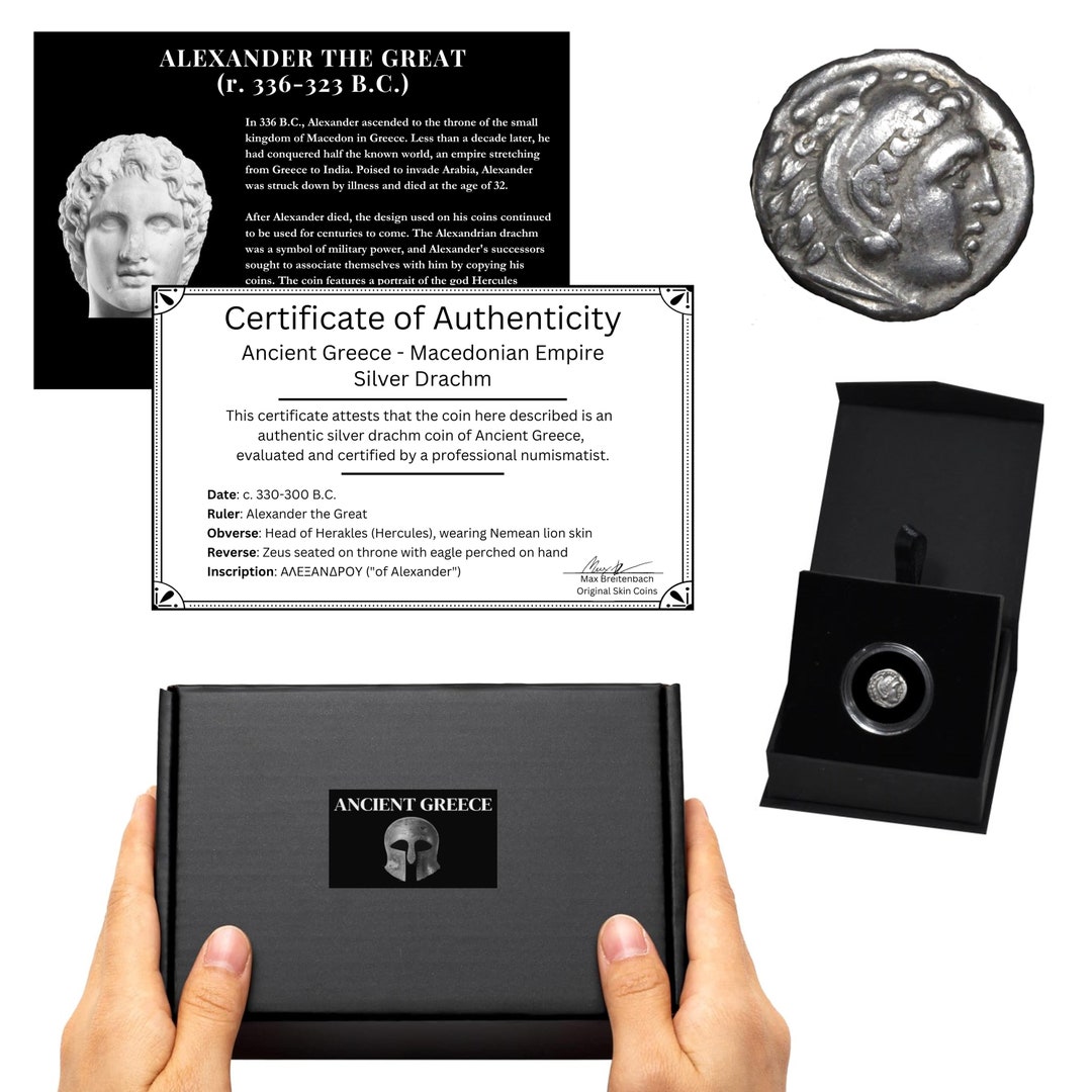 Alexander the Great Coin Gift Set - Genuine Ancient Greek Silver Drachm ...
