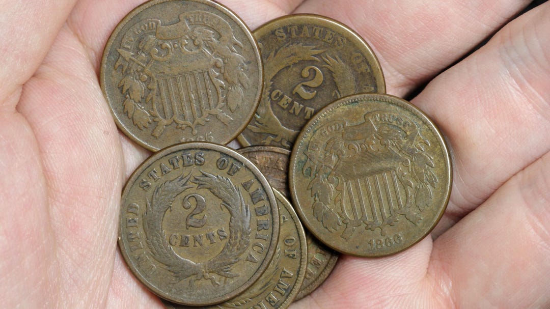1860s Bronze Two Cents Coin - Genuine US 2-cent Pieces Civil War Era - Etsy