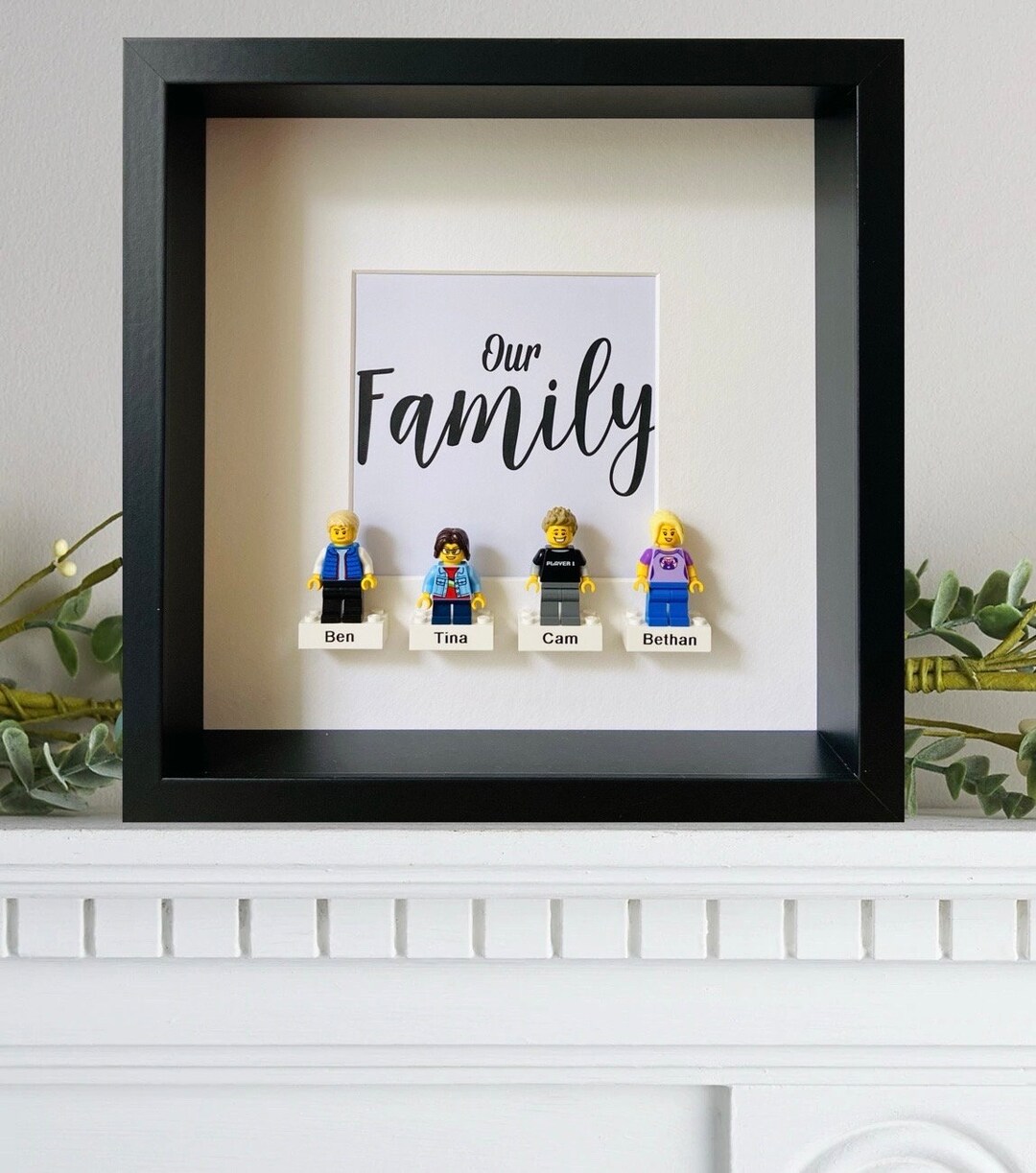 Personalised Mini Figure Family Portrait (with Our Family Backing Print ...