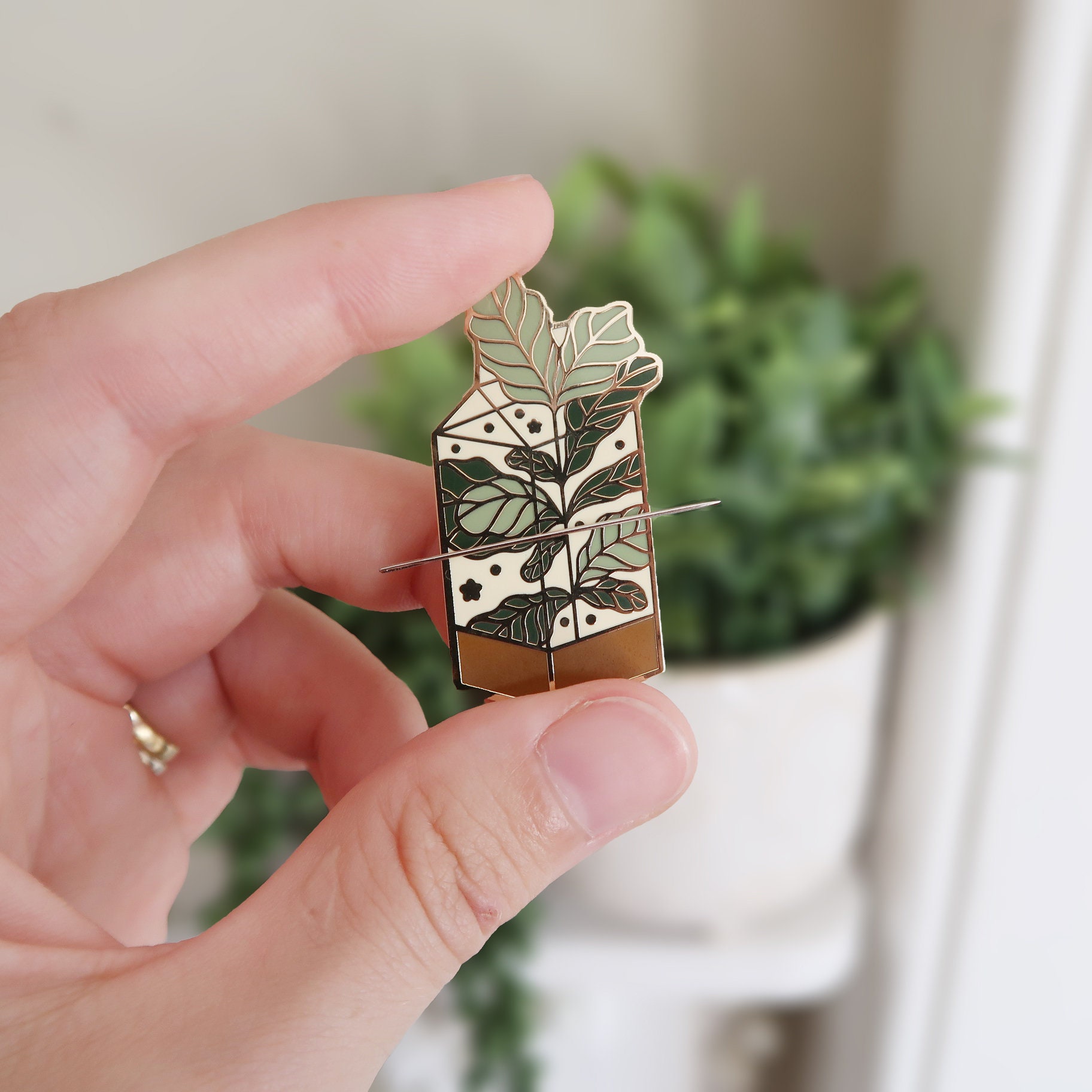Milk Box Plant Needle Minder Needleminder Enamel Needle - Etsy
