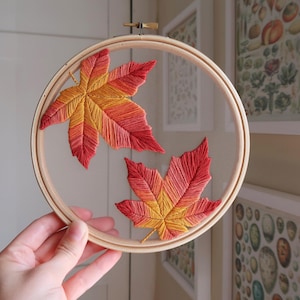 Fall/autumn Maple Leaf - Hand Embroidery Pattern and Tutorial / Guide ...