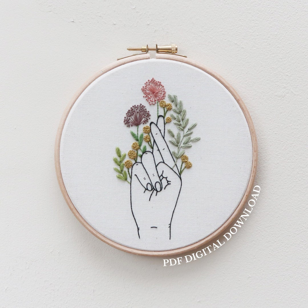 Wildflower Hand Embroidery Pattern and Tutorial / Guide Digital ...