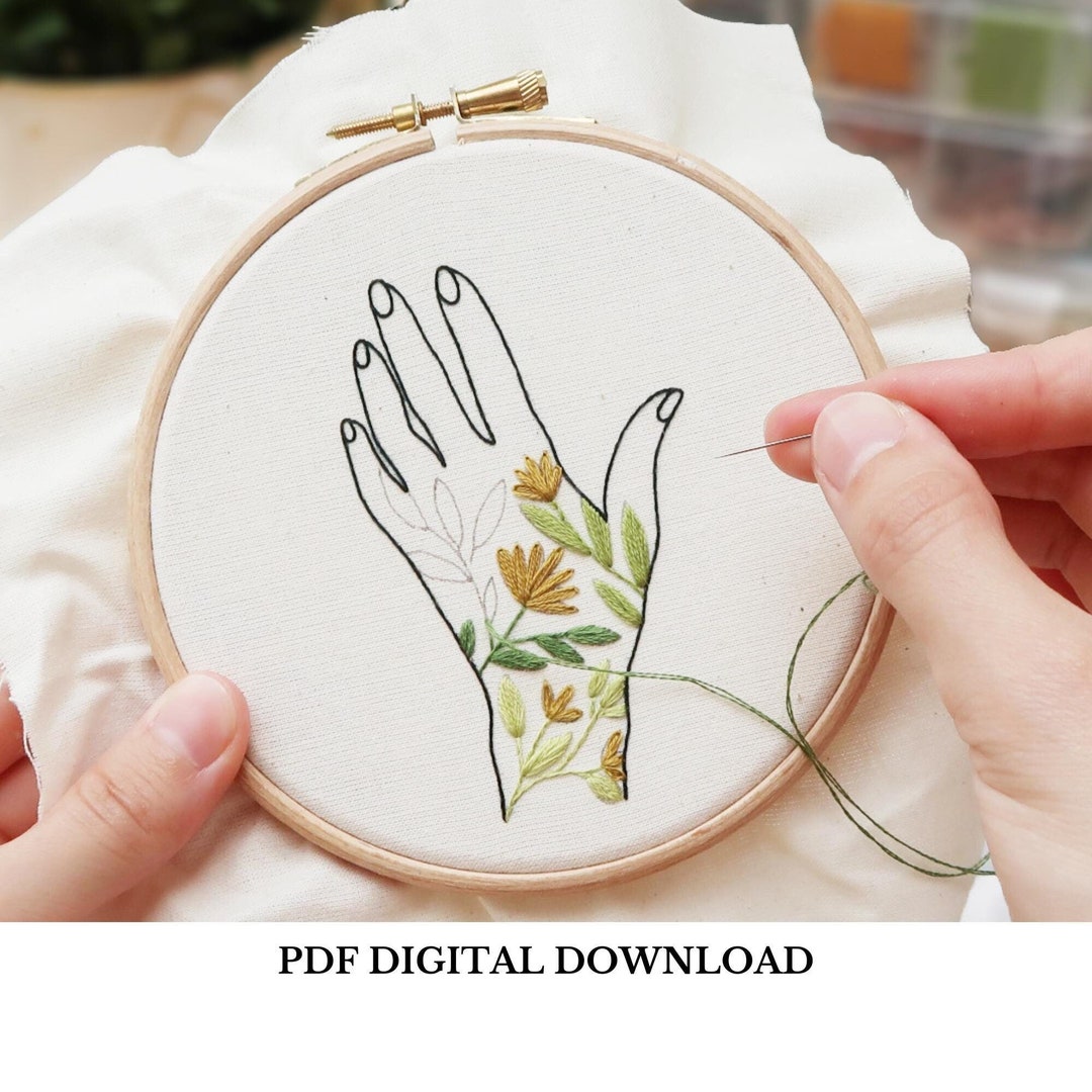Flower Hand - Hand Embroidery Pattern and Tutorial / Guide | Digital ...