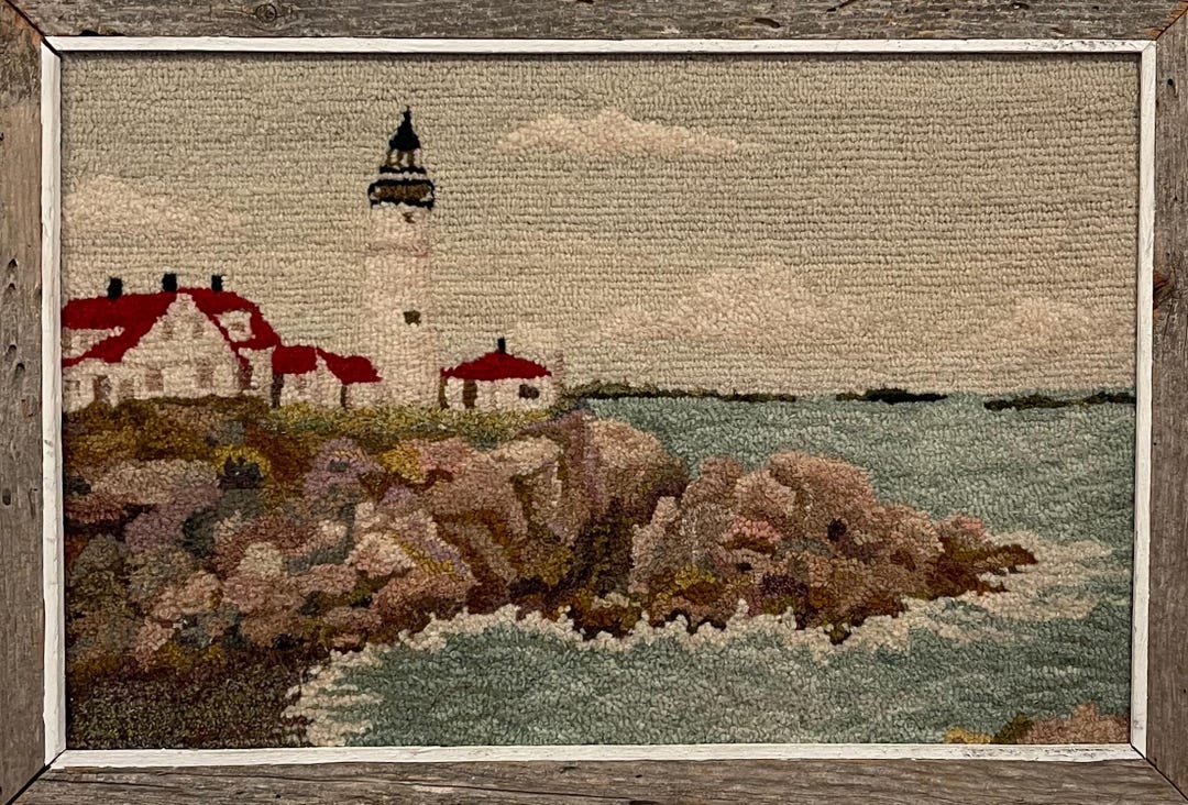 Portland Headlight by Joan Moshimer on Linen, 22 X 30, Rug Hooking ...