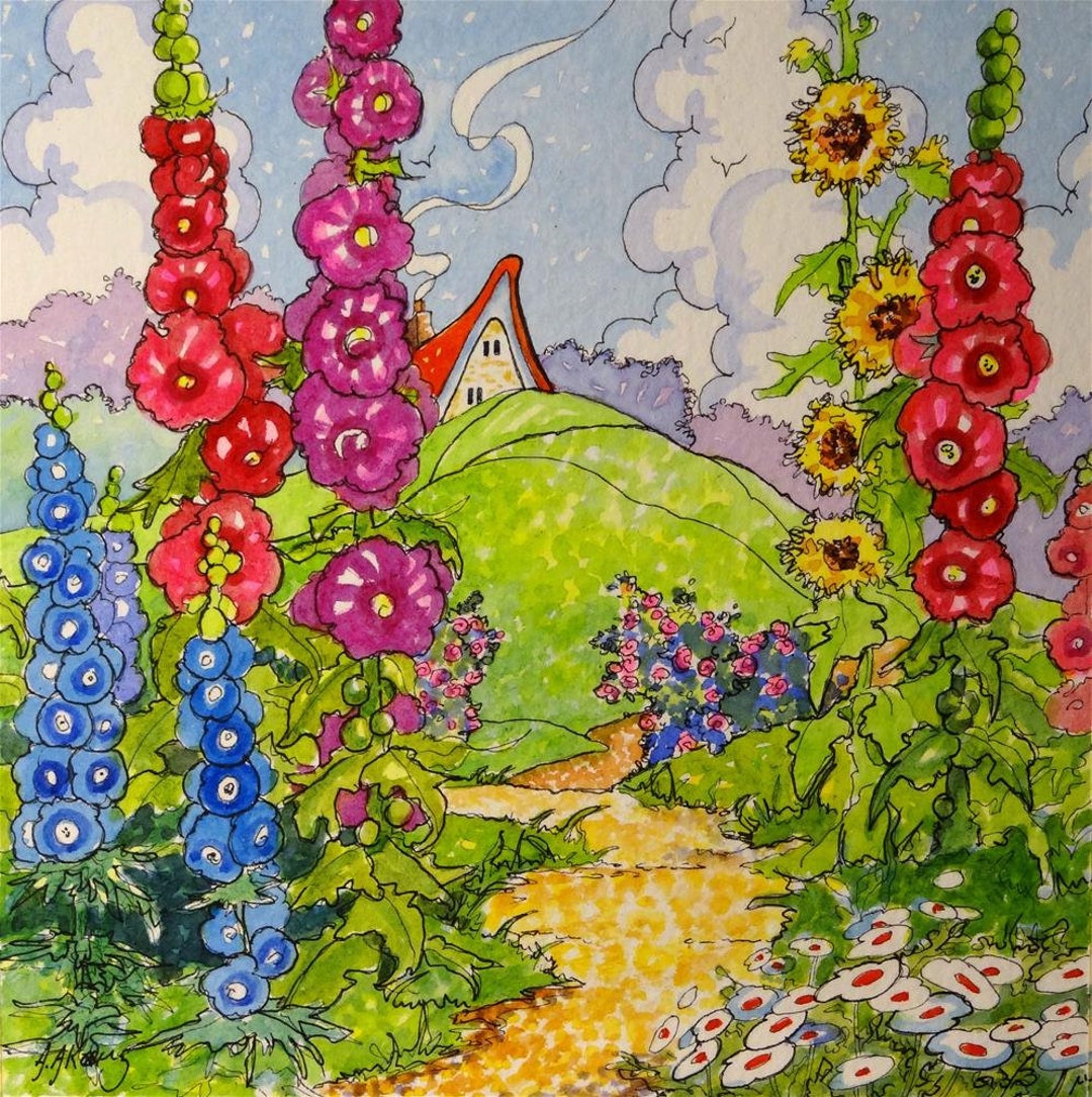 Summer Spires, 24 X 24 Storybook Cottage, Rug Hooking Pattern Based on ...