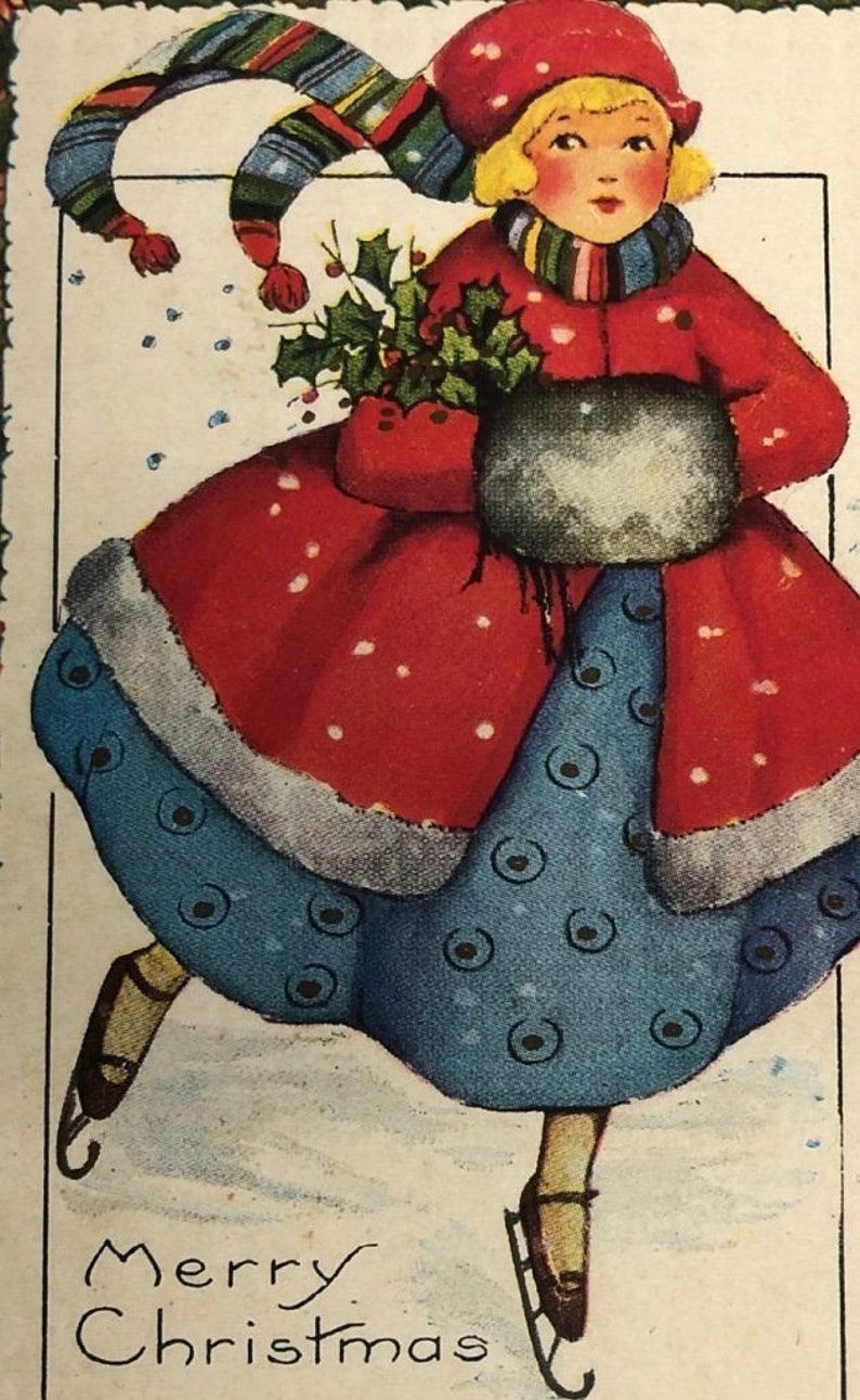Winter Frolic 26 X 18 Vintage Postcard Pattern From Joan - Etsy