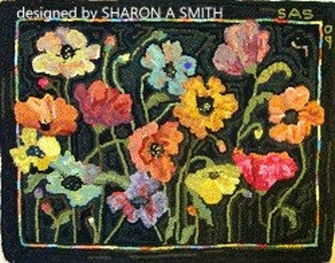 Poppies by Sharon Smith, 24" X 30" on Linen, Rug Hooking Pattern Only ...