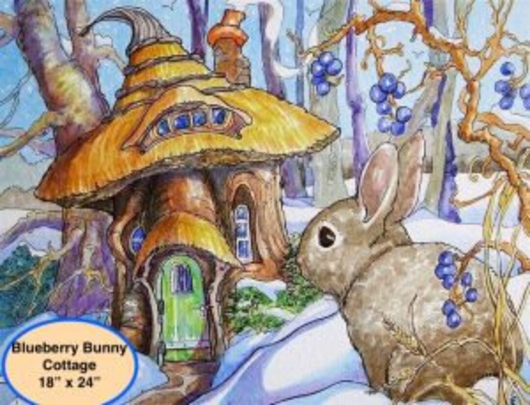 Blueberry Bunny Cottage Based on the Artwork of Alida Akers, Rug ...