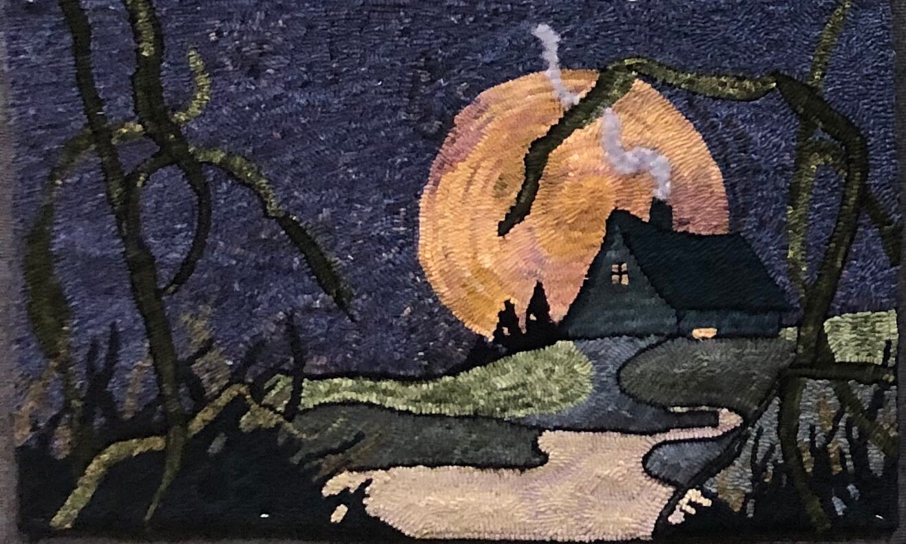 Retro Deco Moonrise Cottage, Based on the Artwork of Alida Akers, Rug ...