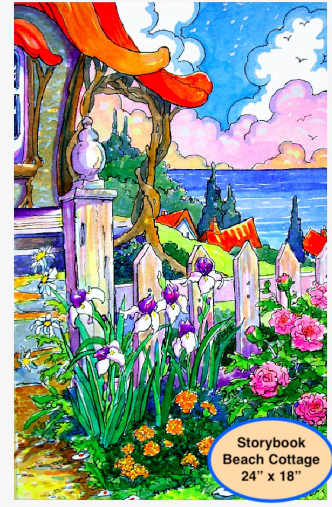 Storybook Beach Cottage Based on the Artwork of Alida Akers Rug Hooking ...