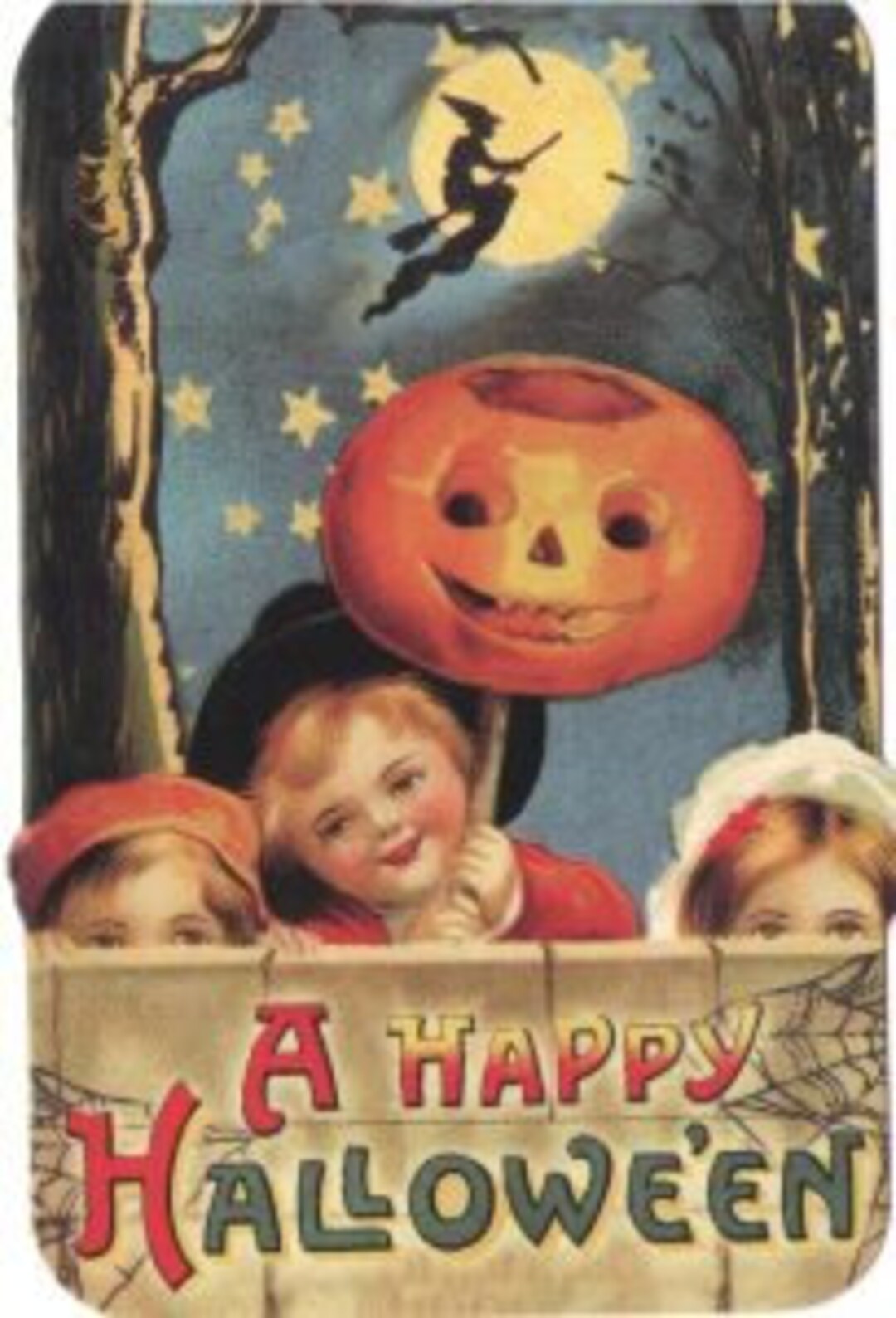 A Happy Halloween, Vintage Postcard Pattern, Rug Hooking Pattern Only ...