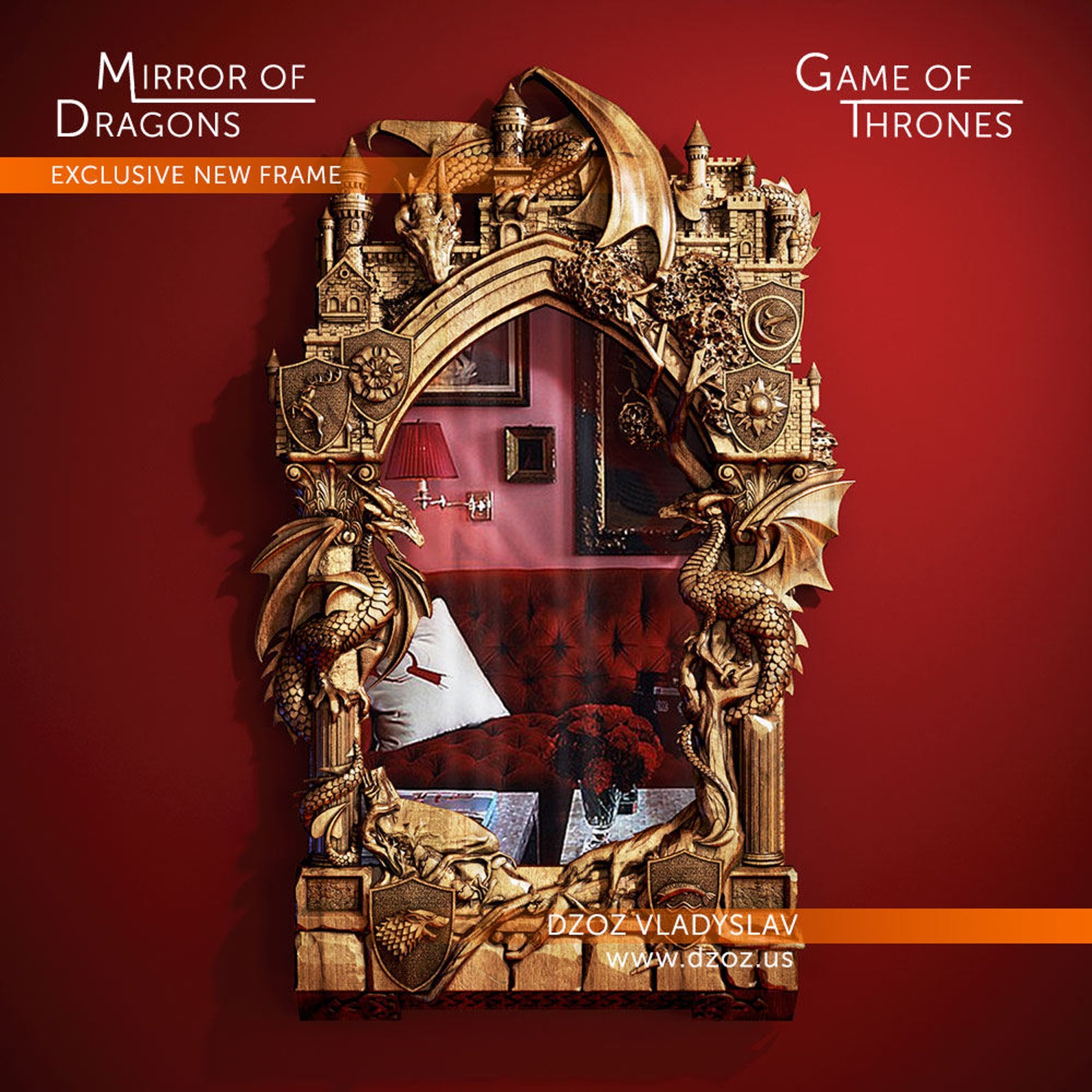 FRAME FOR A MIRROR Dragons Wood Carved 3D Game-of-thrones - Etsy