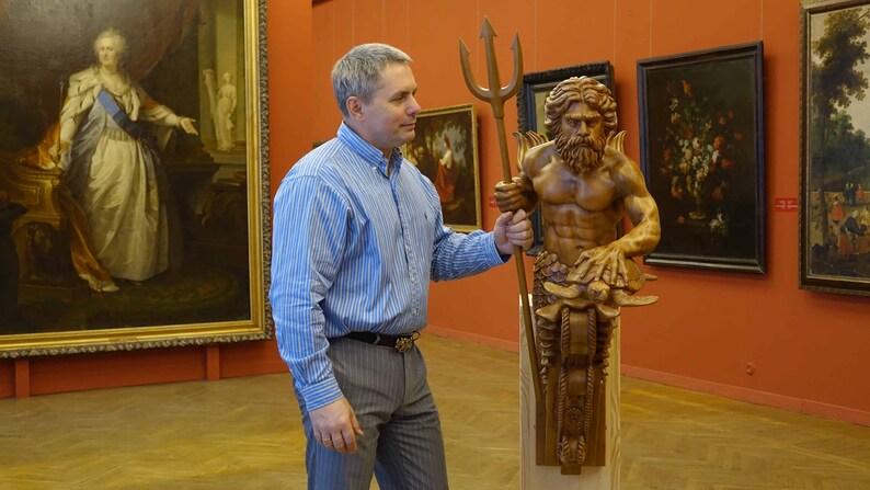 King Neptune Sculpture Poseidon Figurehead Wood Carved Statue - Etsy