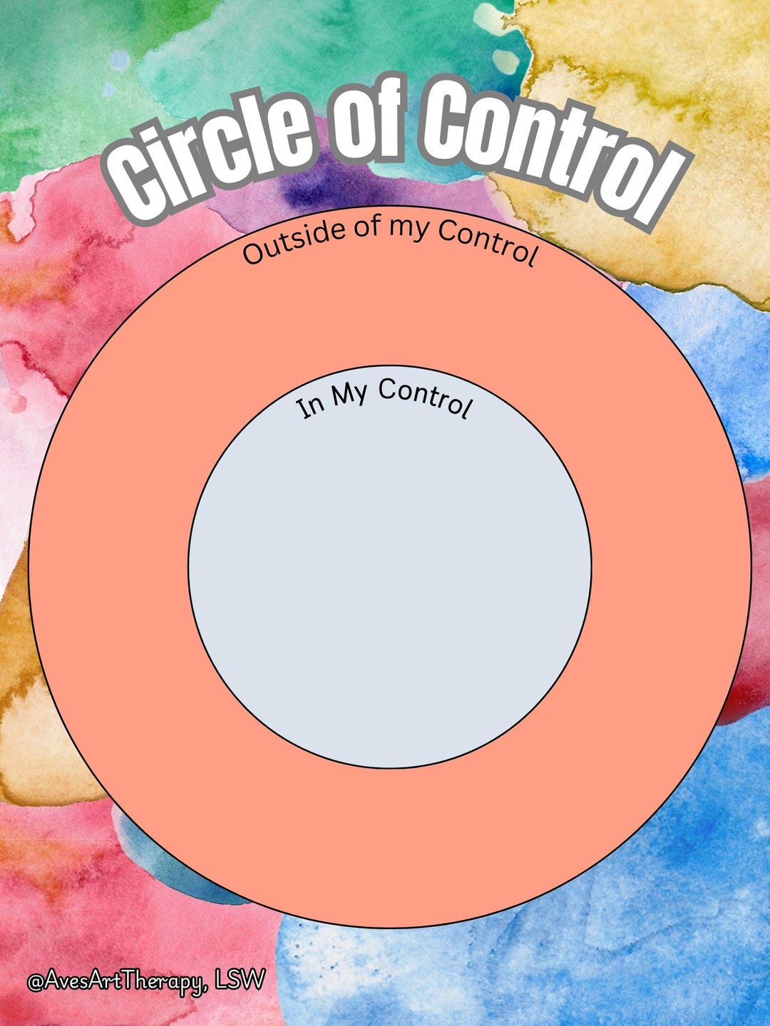 Children's Art Therapy: Circle of Control Worksheet - Etsy