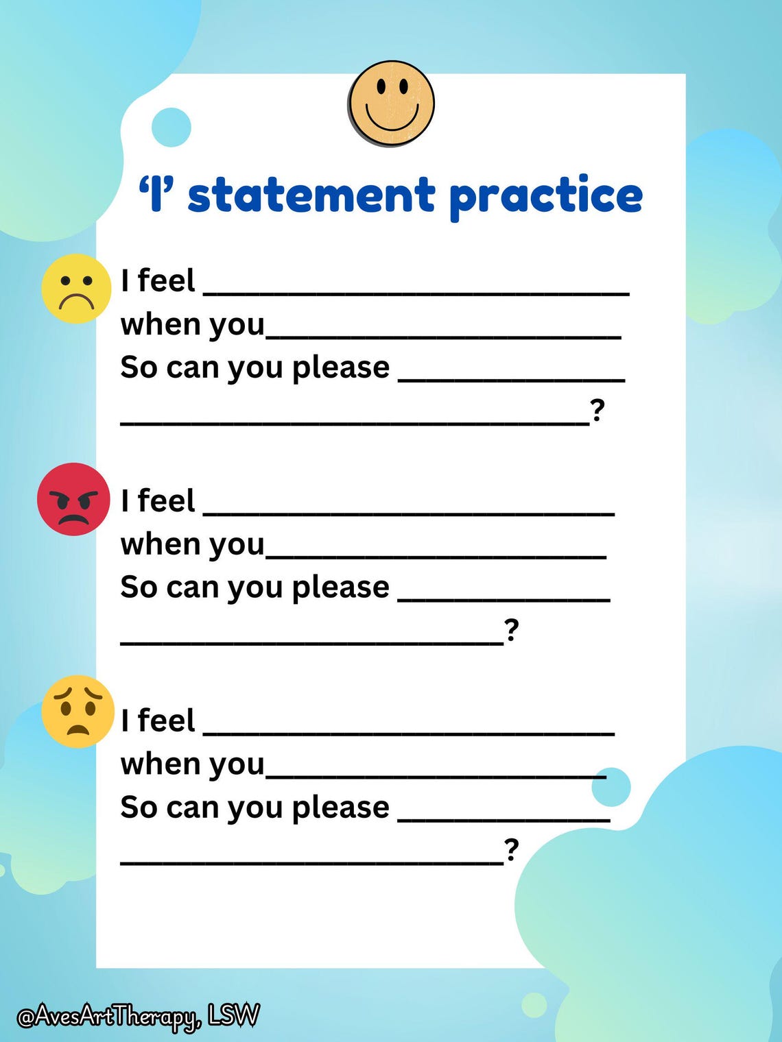 I Statement Practice for Kids - Etsy