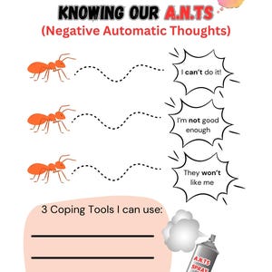 Automatic Negative Thoughts and CBT Triangle Worksheet Packet for Kids ...