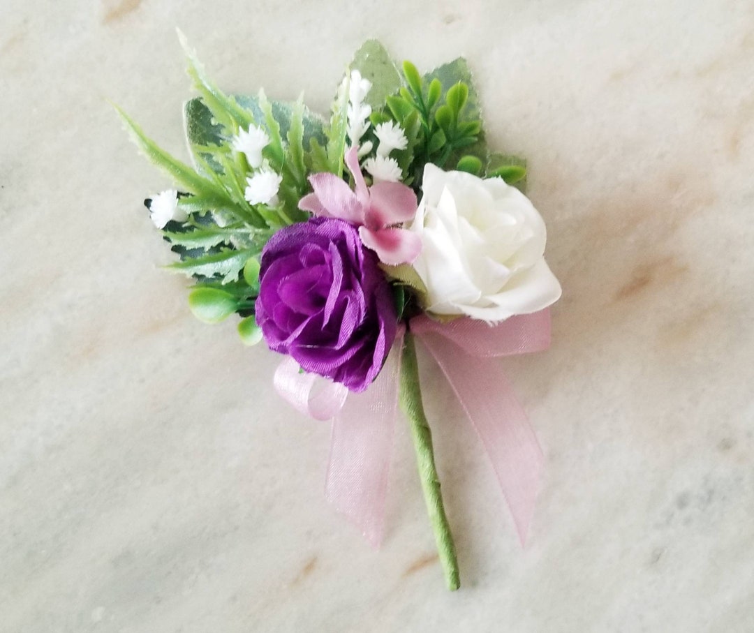 Deep Purple Boutonniere, Fuchsia Button Hole, Pink Purple Boutonniere ...