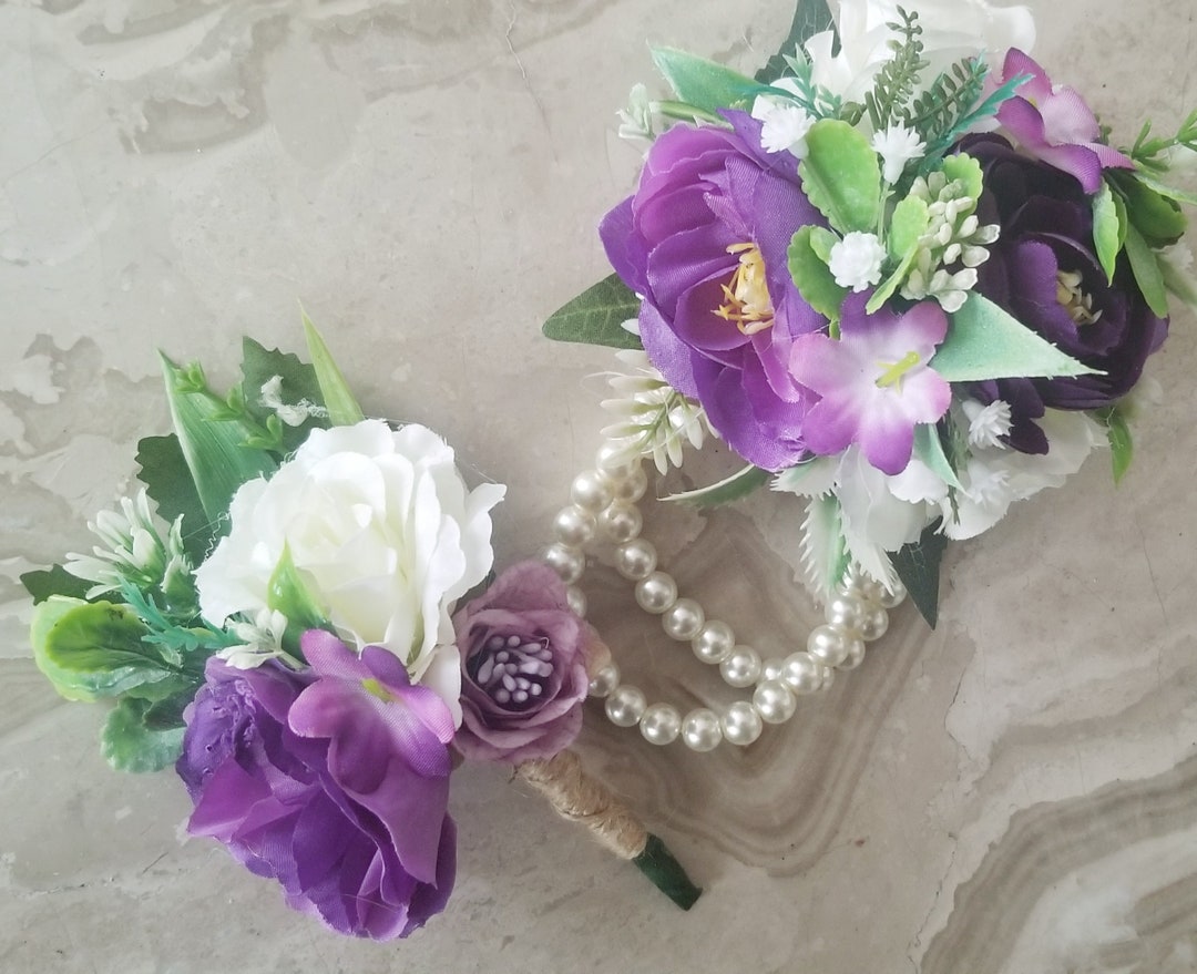 Purple Prom Flowers, Purple Corsage and Boutonniere Set, Mauve Wrist ...
