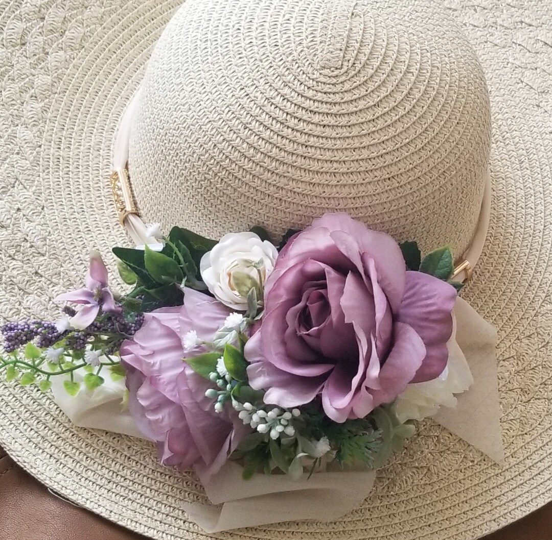 Formal Straw Hat. Stunning. Vintage Hepburn Style Straw Hat. Decorative ...