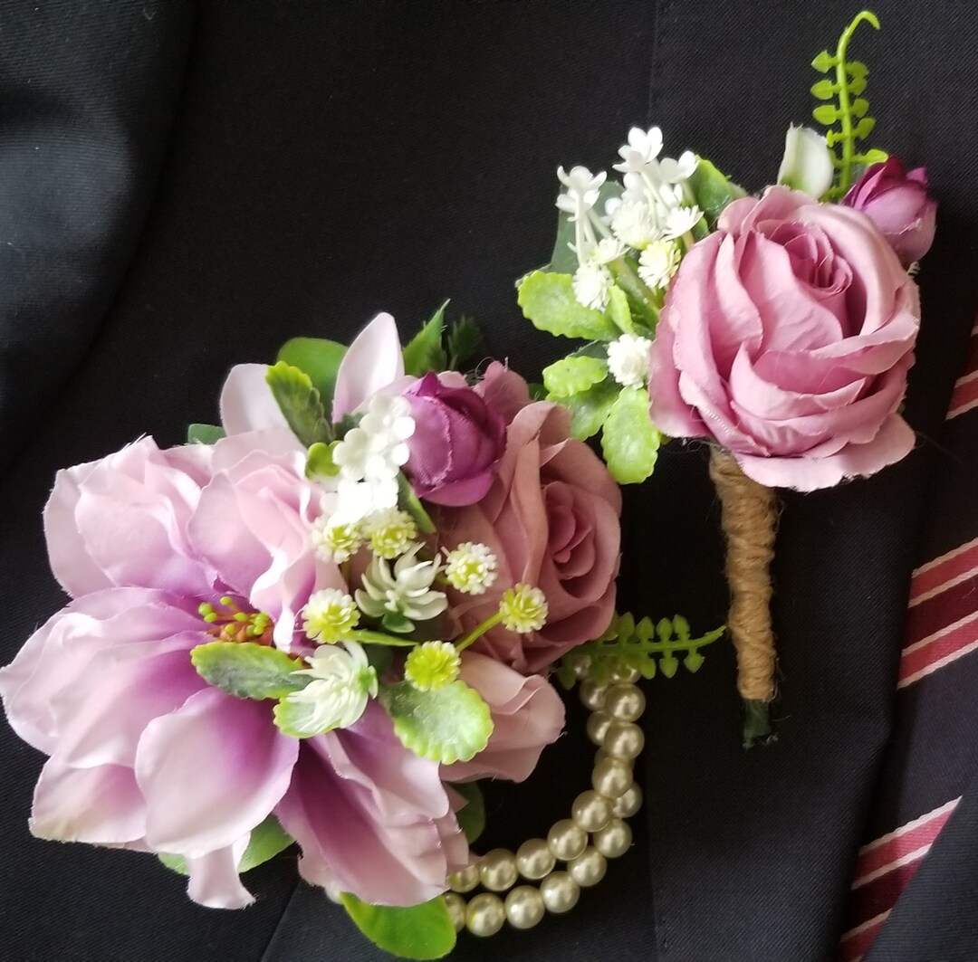Purple Rose Corsage Boutonniere Set: Lilac Prom Flowers - Etsy