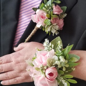 Pink Blush Corsage and Boutonniere, Pink Blush Rose Boutonniere and ...