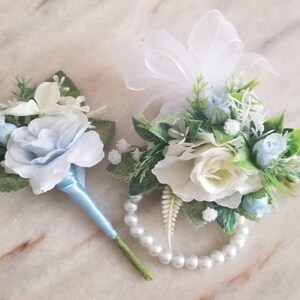 Blue Corsage Set Blue Corsage and Boutonniere Baby Blue - Etsy