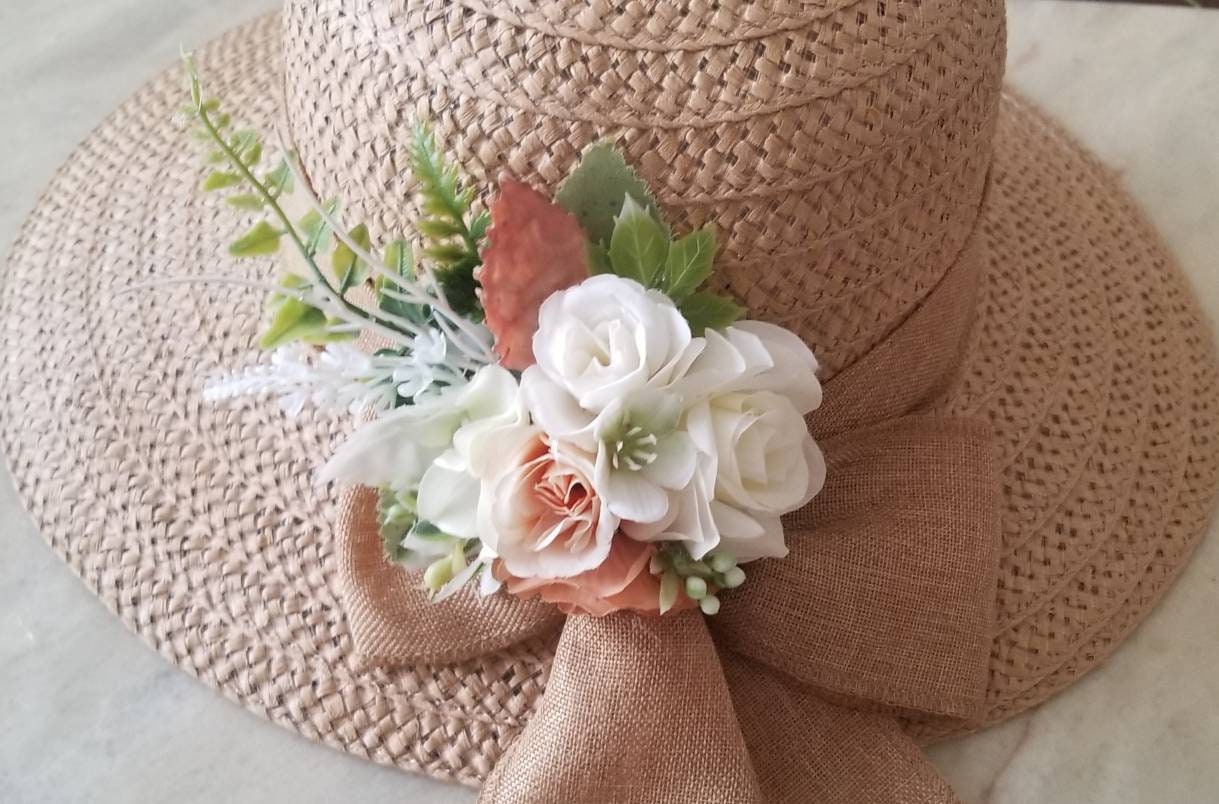 Formal Straw Hat, Decorated Straw Hat Wedding Straw Hat, Floral Hat ...