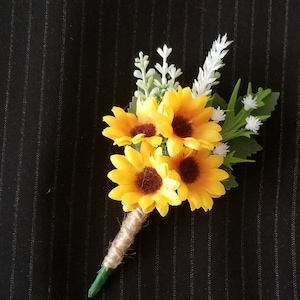 Sunflower Boutonniere, Yellow Boutonniere, Rustic Boutonniere ...