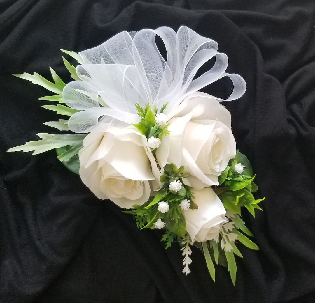 White Shoulder Corsage White Rose Pin on Corsage White - Etsy