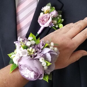 Lilac Prom Set, African Violet Prom Set, Lilac Wrist Corsage and ...