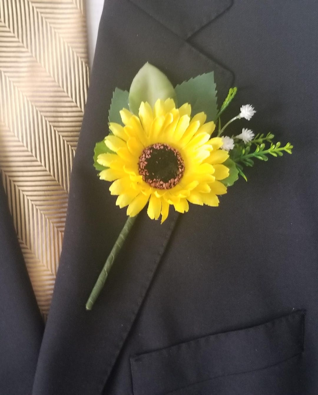 Sunflower Boutonniere, Yellow Boutonniere, Rustic Boutonniere ...