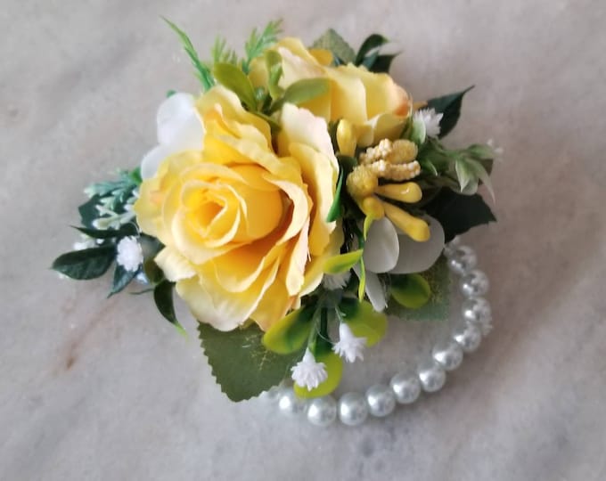 Yellow Corsage, Yellow Rose Corsage, Yellow Wrist Corsage, Yellow Rose ...