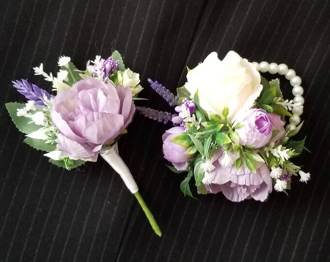 Purple Prom Set, Lavender Prom Set, Lilac Prom Corsage and Boutonniere ...