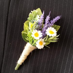 White Daisy Wedding Boutonniere: Artificial Flower Buttonhole - Etsy