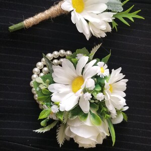 Daisy Pocket Boutonniere, White Pocket Square Boutonniere, White Daisy ...