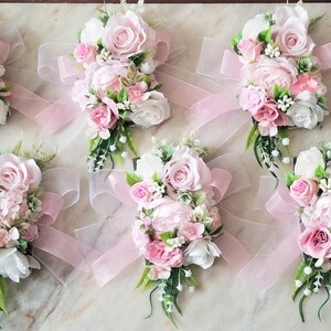 Pink Shoulder Pin on Corsage, Pink and White Pin on Corsage, Flower Pin ...