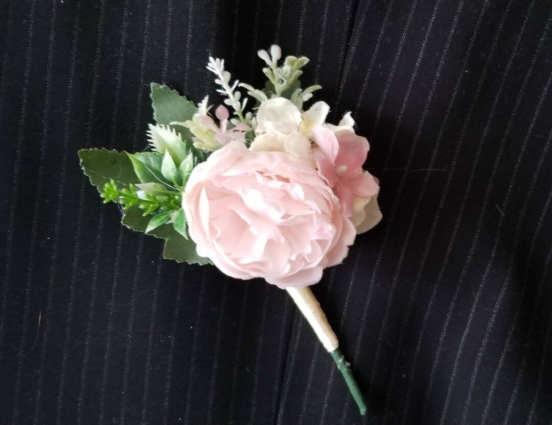 Blush Boutonniere, Blush Peony Buttonhole, Light Pink Button Hole ...