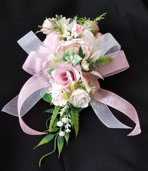 Pink Shoulder Pin on Corsage Pink and White Pin on Corsage Flower Pin on Corsage Floral Brooch Mother s Pin on Corsage Etsy